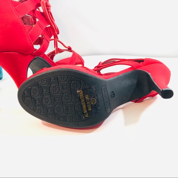 TOP Moda | Shoes | Top Moda Red Pebble2 Red Gladiator Heels | Poshmark